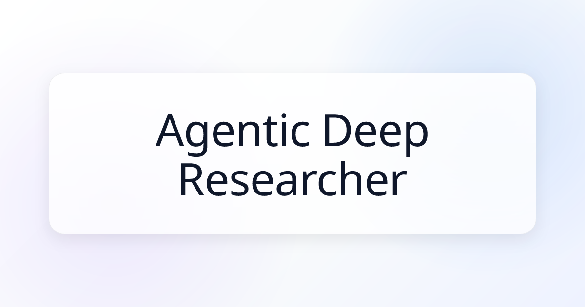 Agentic Deep Researcher MCP Server | Awesome MCP Servers