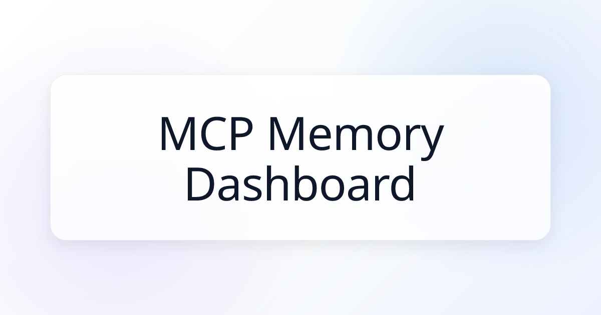 MCP Memory Dashboard Server | Awesome MCP Servers