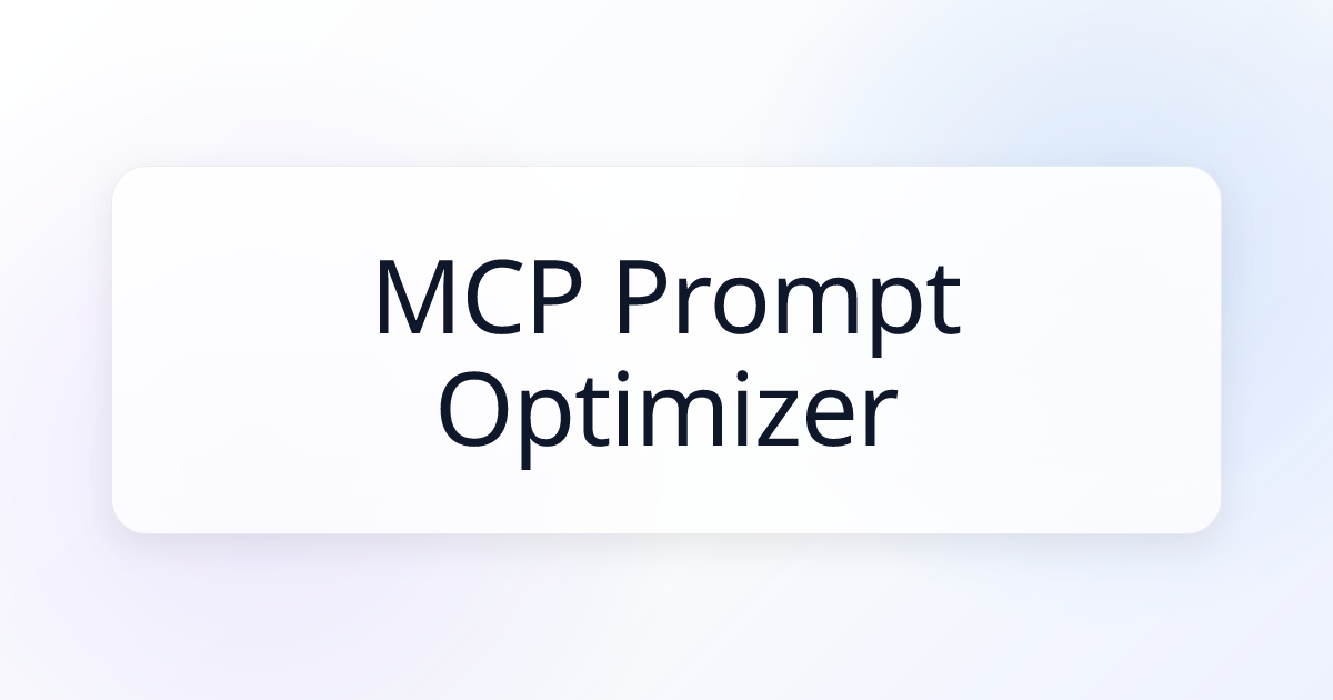MCP Prompt Optimizer Server | Awesome MCP Servers