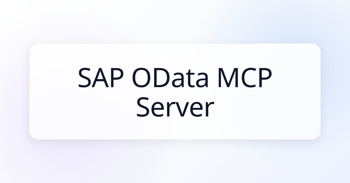 SAP OData MCP Server | Awesome MCP Servers