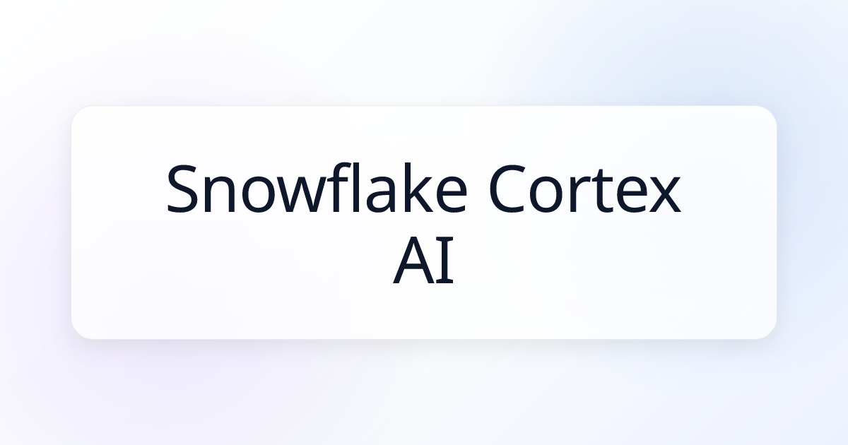 Snowflake Cortex AI | Awesome MCP Servers